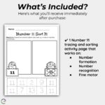 Number 11 Tracing - Cut, Paste, & Sort Activity