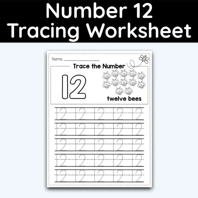 Number 12 Tracing - Number Tracing Worksheet