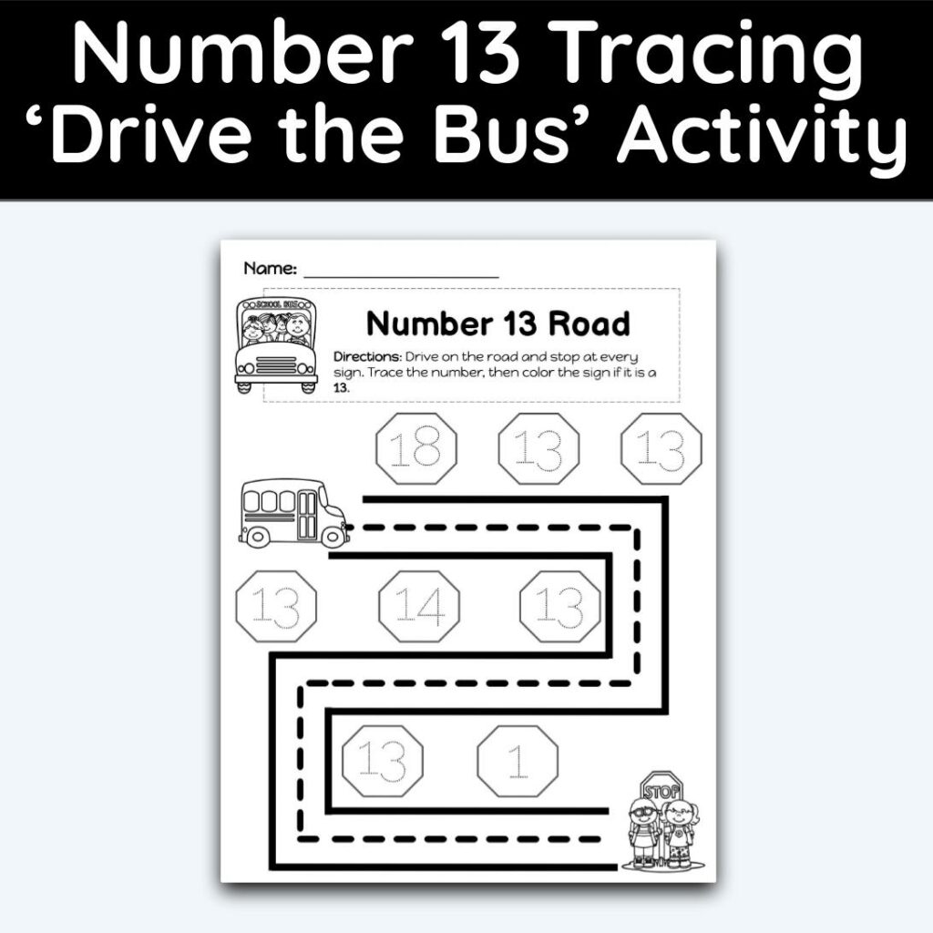 Number 13 Tracing - Drive The Bus Activity Page