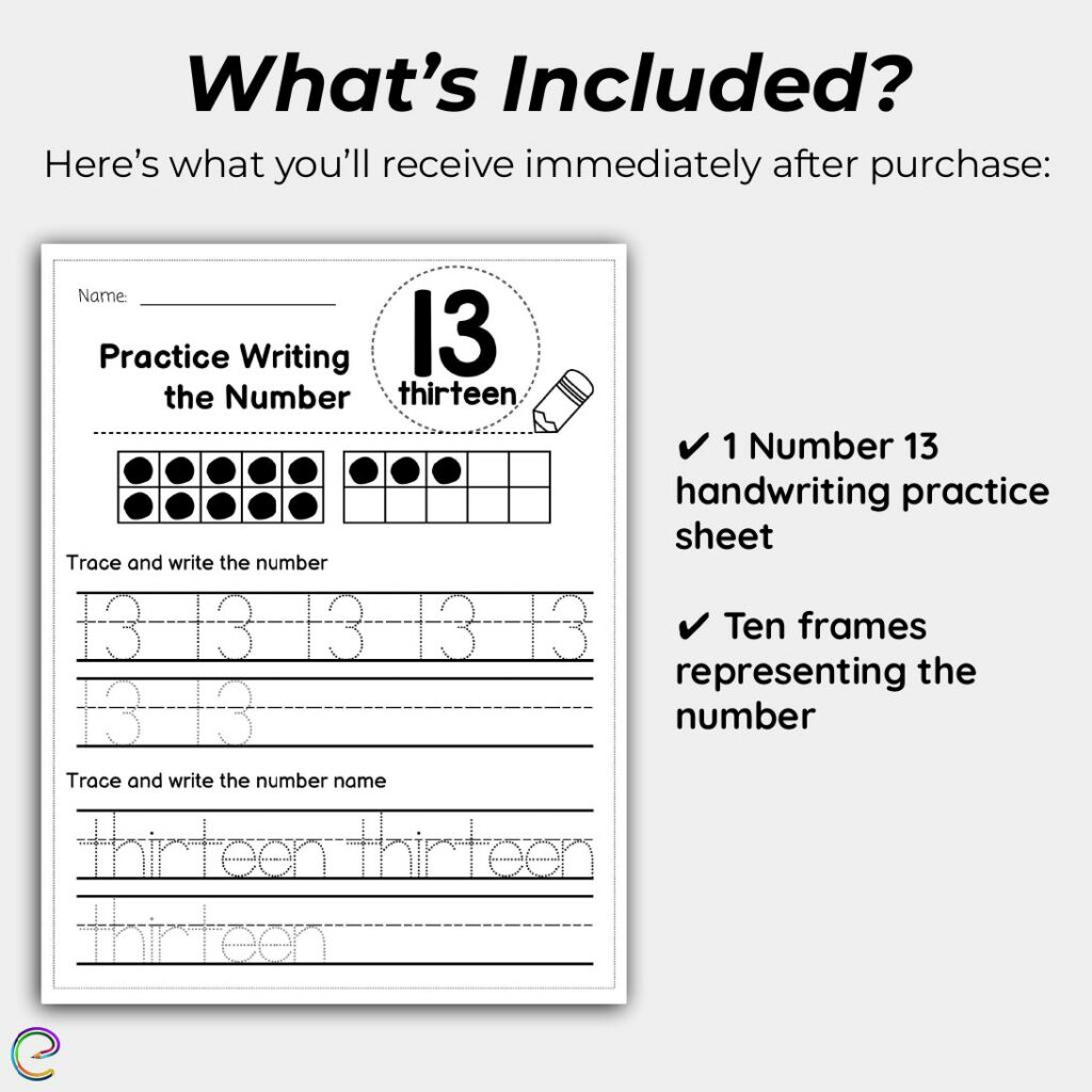 Number 13 Tracing - Number Handwriting Practice