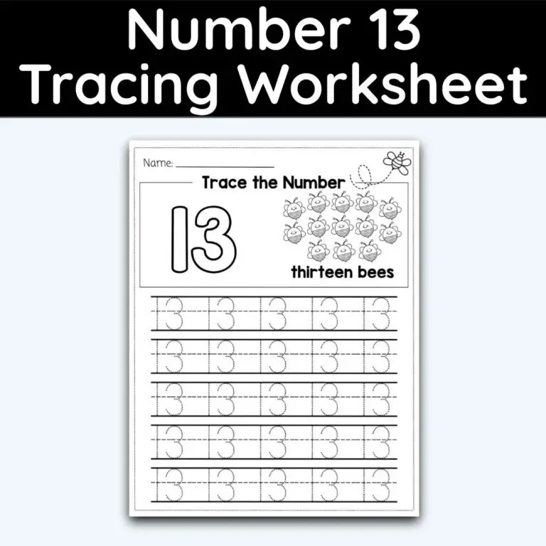 Number 13 Tracing - Number Tracing Worksheet