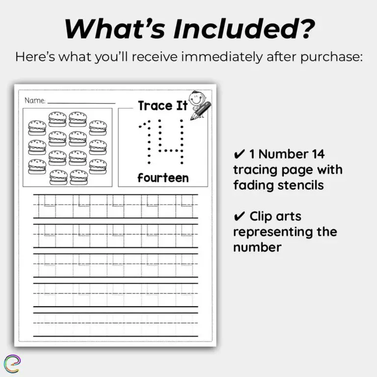 Number 14 Worksheets: Writing, Counting & Recognition for Preschool