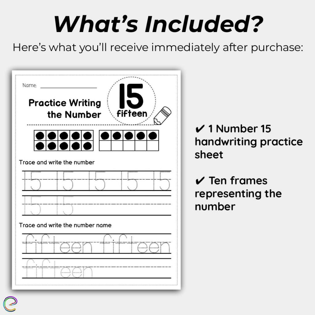 Number 15 Tracing Worksheets for Preschool [PDF Printables]