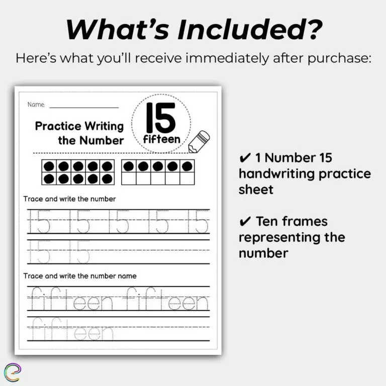 Number 15 Tracing - Number Handwriting Practice