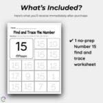 Number 15 Tracing Worksheets for Preschool [PDF Printables]