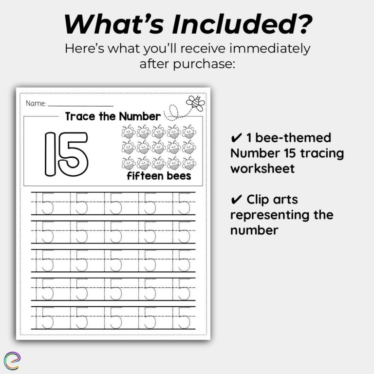 Number 15 Tracing - Number Tracing Worksheet