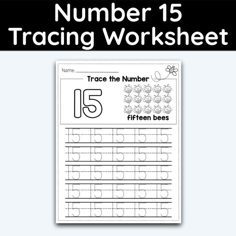 Number 15 Tracing - Number Tracing Worksheet