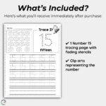 Number 15 Tracing - Number Tracing Worksheet With Fading Stencils