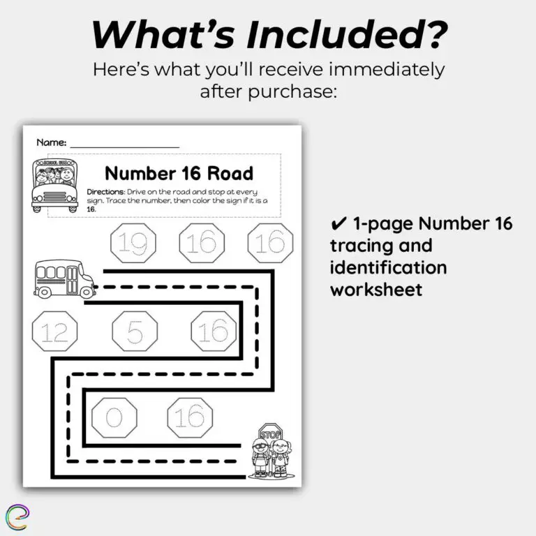Number 16 Tracing - Drive The Bus Activity Page