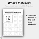 Number 16 Tracing Worksheets for Preschool [PDF Printables]