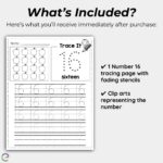 Number 16 Tracing - Number Tracing Worksheet With Fading Stencils