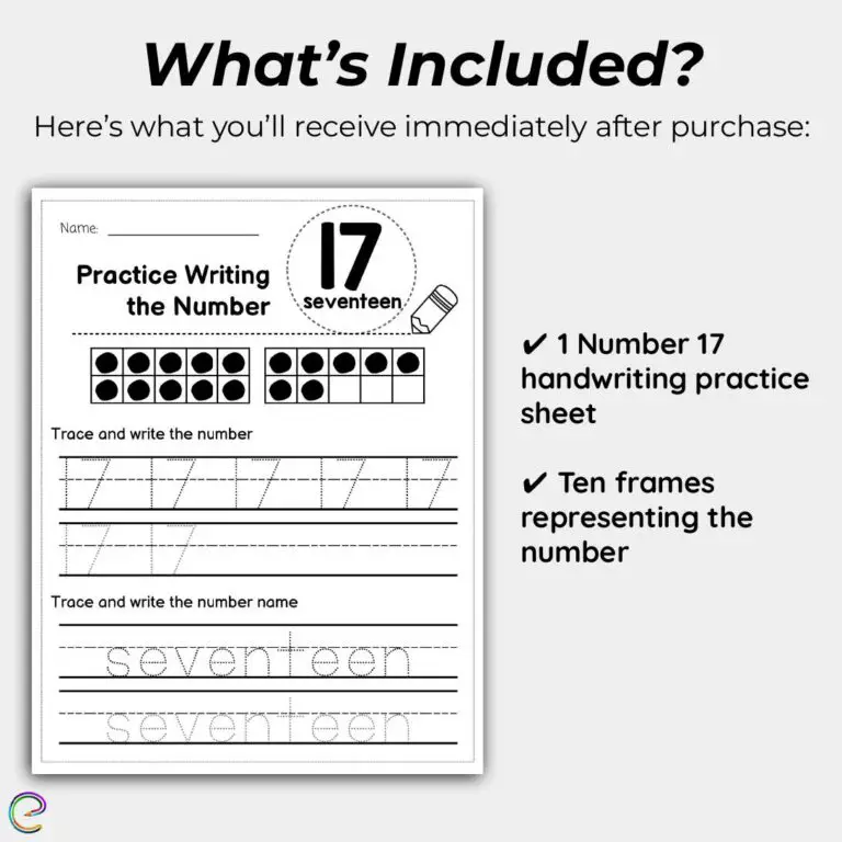 Number 17 Tracing - Number Handwriting Practice