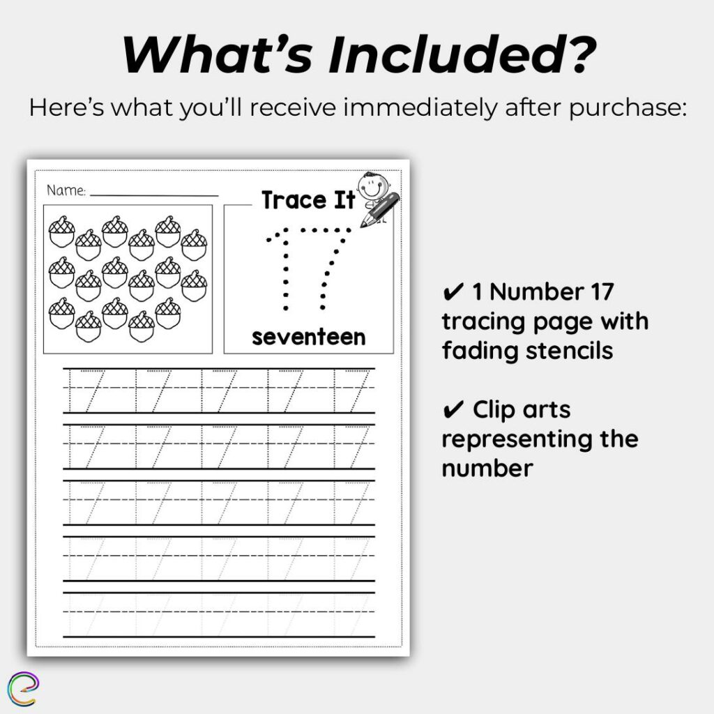 Number 17 Tracing - Number Tracing Worksheet With Fading Stencils