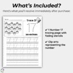 Number 17 Tracing - Number Tracing Worksheet With Fading Stencils