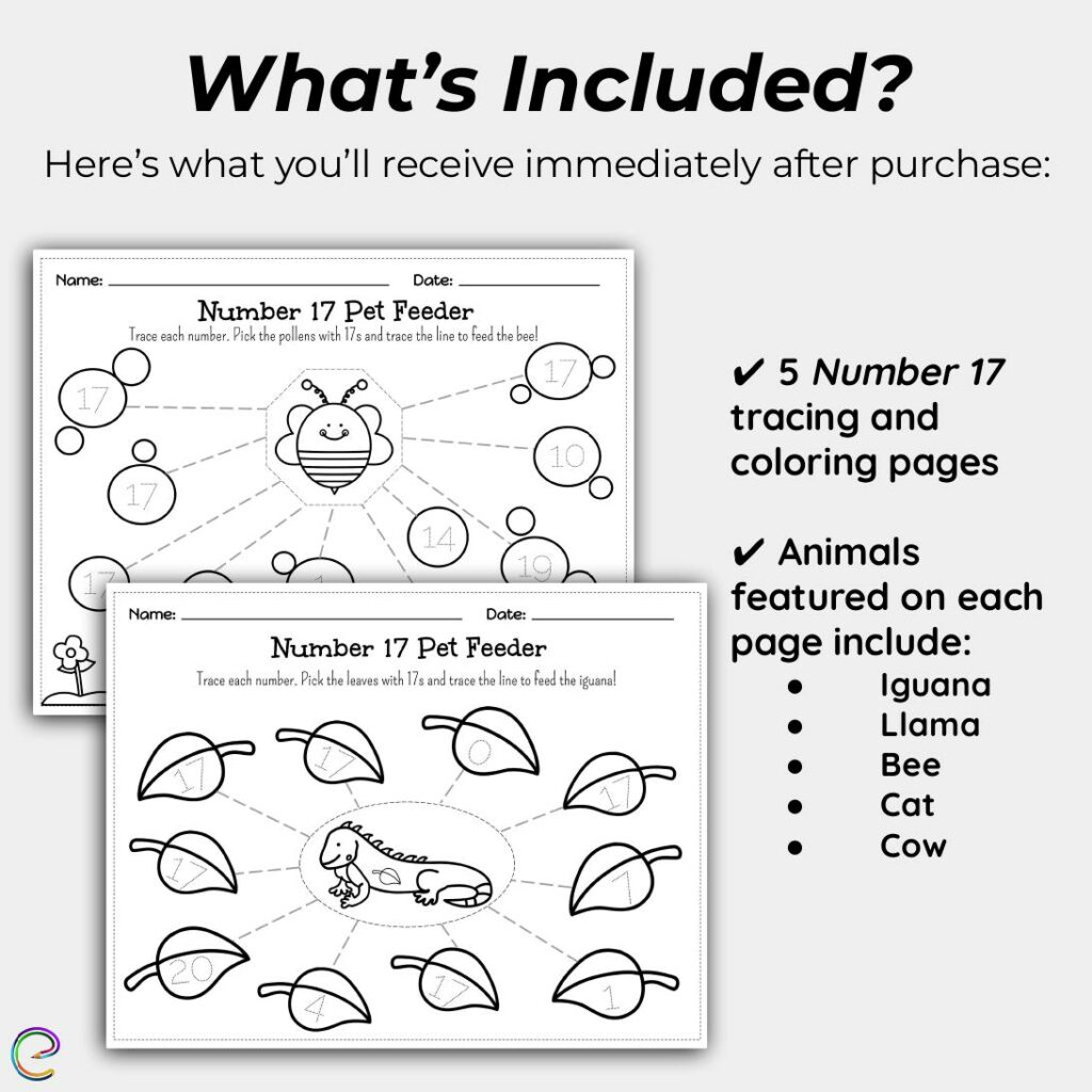 Number 17 Tracing Worksheets for Preschool [PDF Printables]