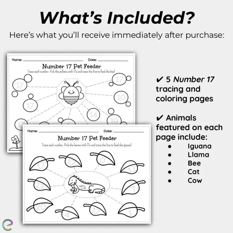 Number 17 Tracing Worksheets for Preschool [PDF Printables]