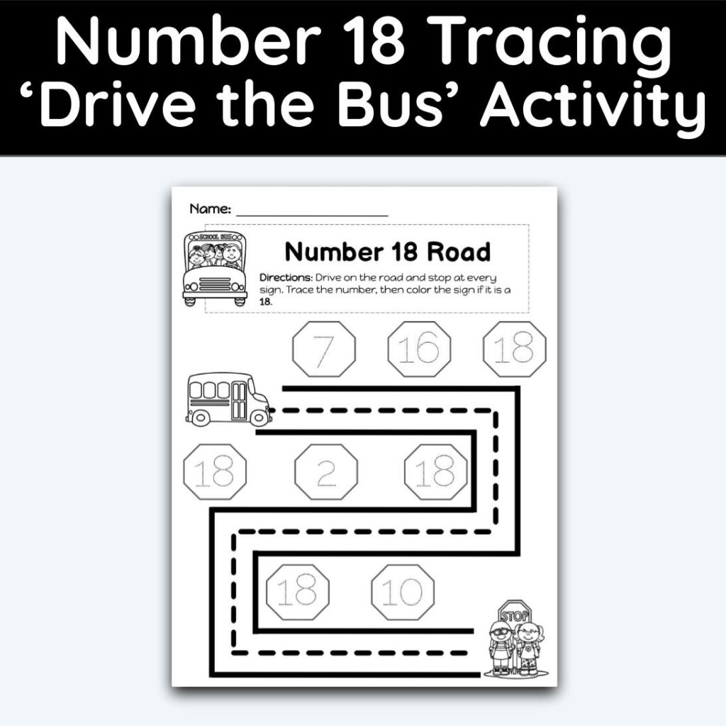 Number 18 Tracing - Drive The Bus Activity Page