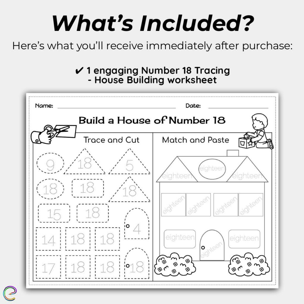 Number 18 Worksheets: Writing, Counting & Recognition for Preschool