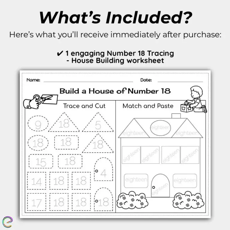 Number 18 Worksheets: Writing, Counting & Recognition for Preschool