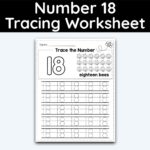 Number 18 Tracing - Number Tracing Worksheet