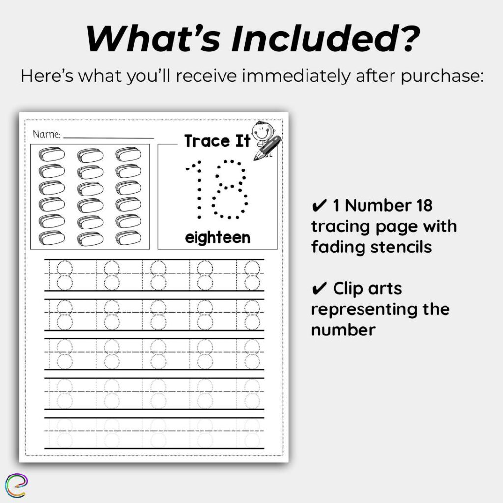 Number 18 Tracing - Number Tracing Worksheet With Fading Stencils