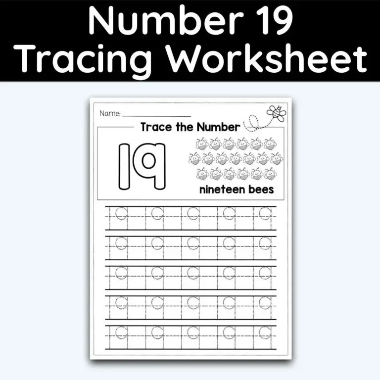 Number 19 Tracing - Number Tracing Worksheet