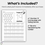 Number 19 Tracing - Number Tracing Worksheet With Fading Stencils