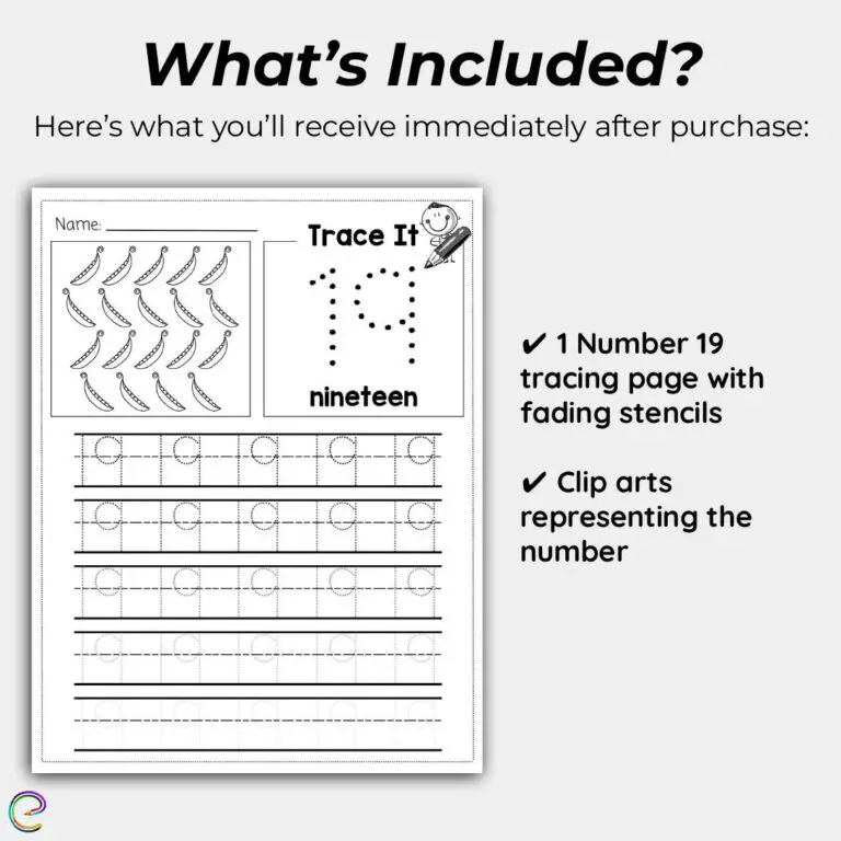 Number 19 Tracing - Number Tracing Worksheet With Fading Stencils