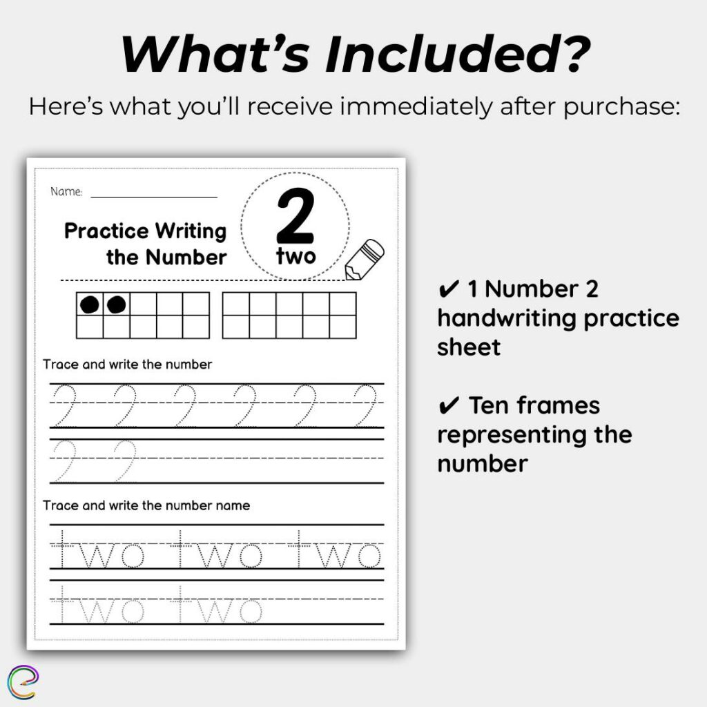 Number 2 Tracing Number Handwriting Practice