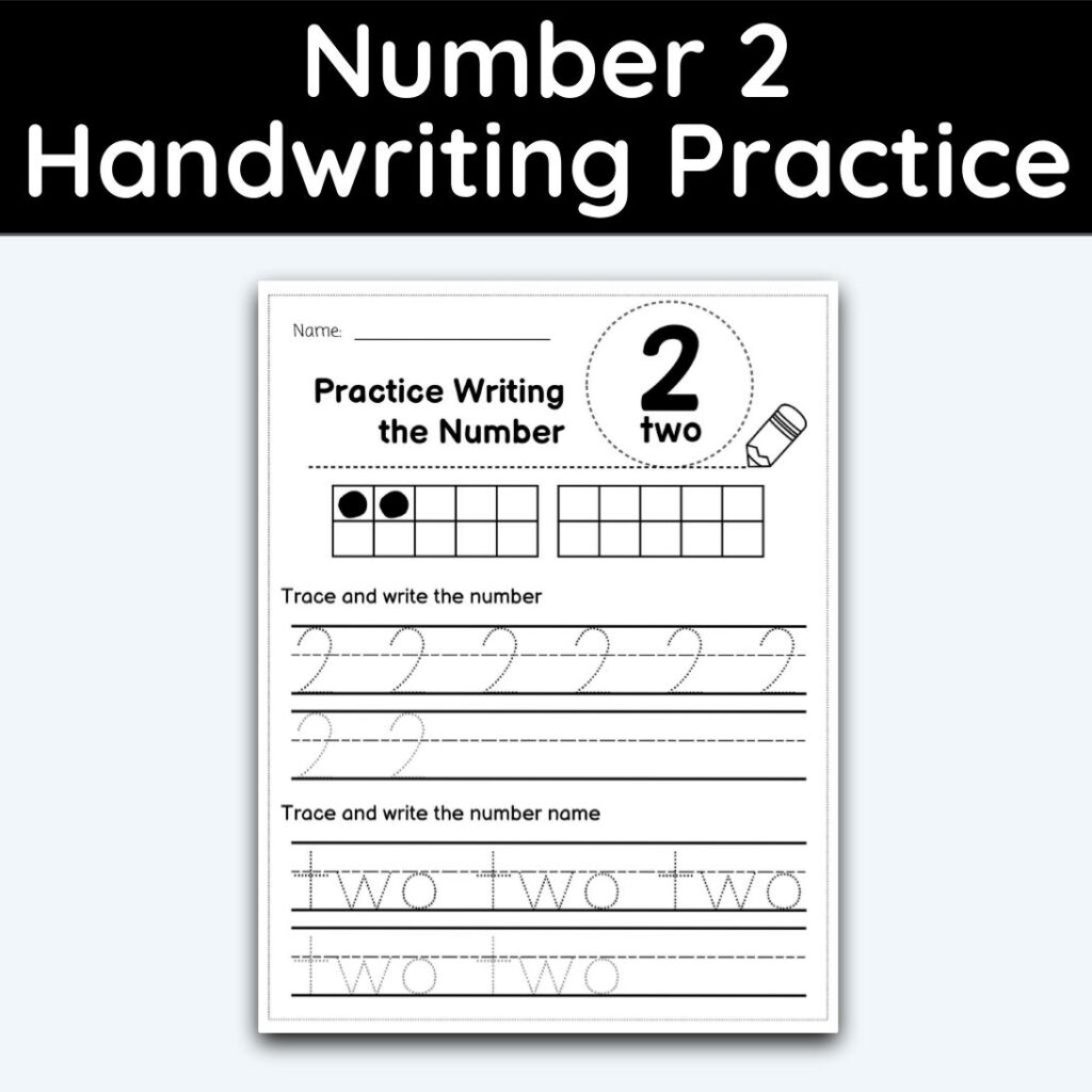Number 2 Tracing - Number Handwriting Practice