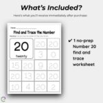 Number 20 Tracing - Number Search and Trace Worksheet