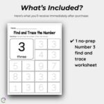 Number 3 Tracing - Number Search and Trace Worksheet