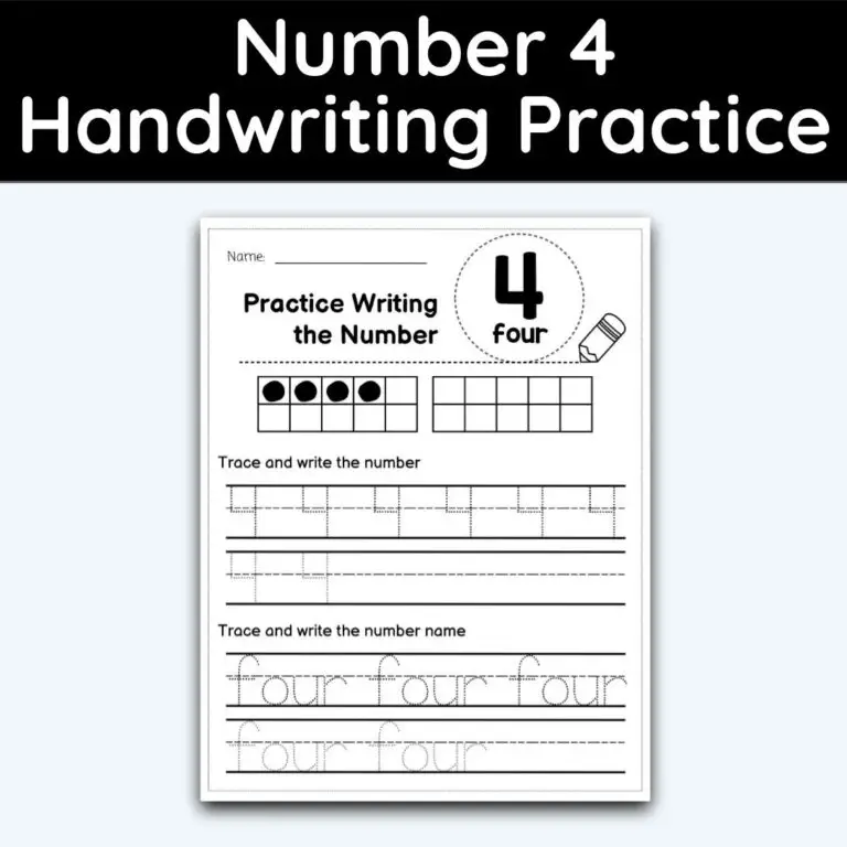 Number 4 Tracing - Number Handwriting Practice