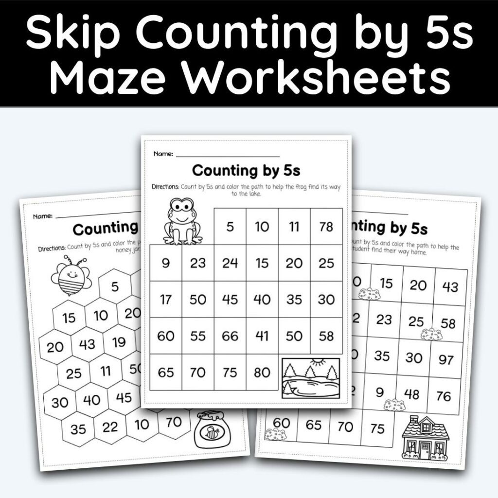 Number 5 Skip Counting Maze Worksheet