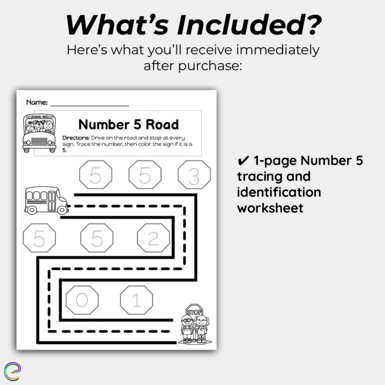 Number 5 Tracing - Drive The Bus Activity Page
