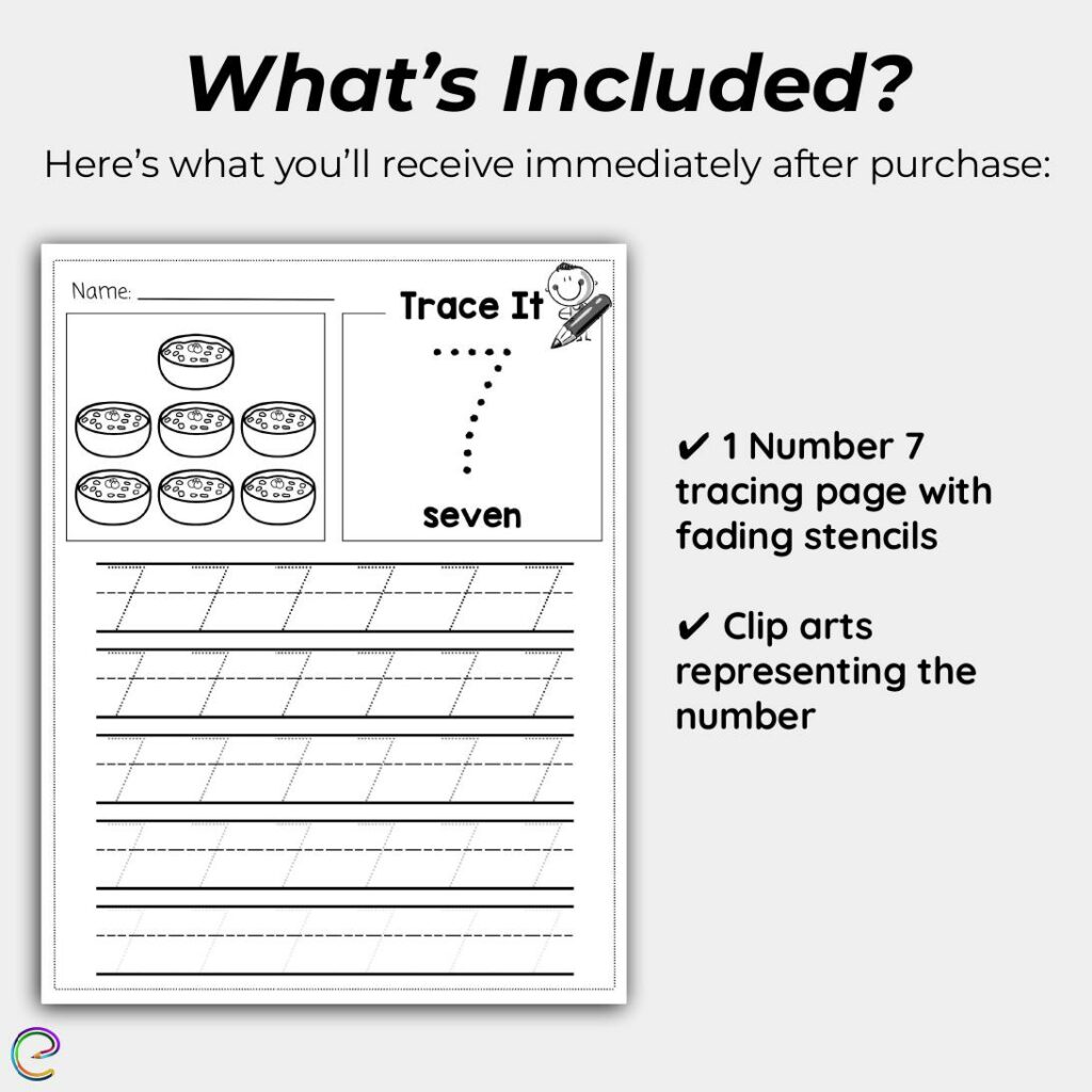 Number 7 Tracing - Number Tracing Worksheet With Fading Stencils
