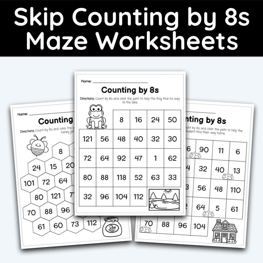 Number 8 Skip Counting Maze Worksheet