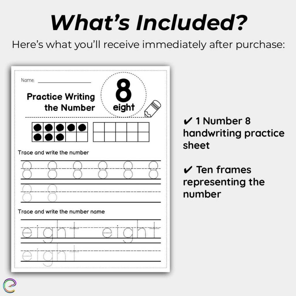 Number 8 Tracing - Number Handwriting Practice