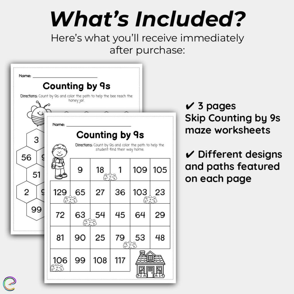 Number 9 Skip Counting Maze Worksheet number-9-skip-counting-maze-worksheet