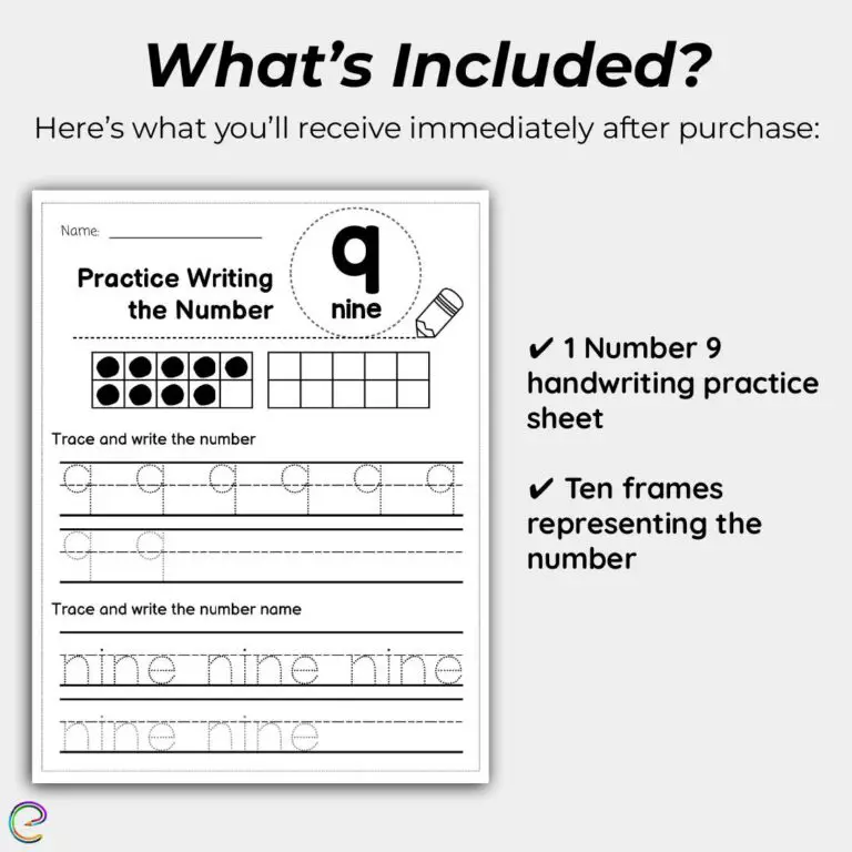 Number 9 Tracing - Number Handwriting Practice