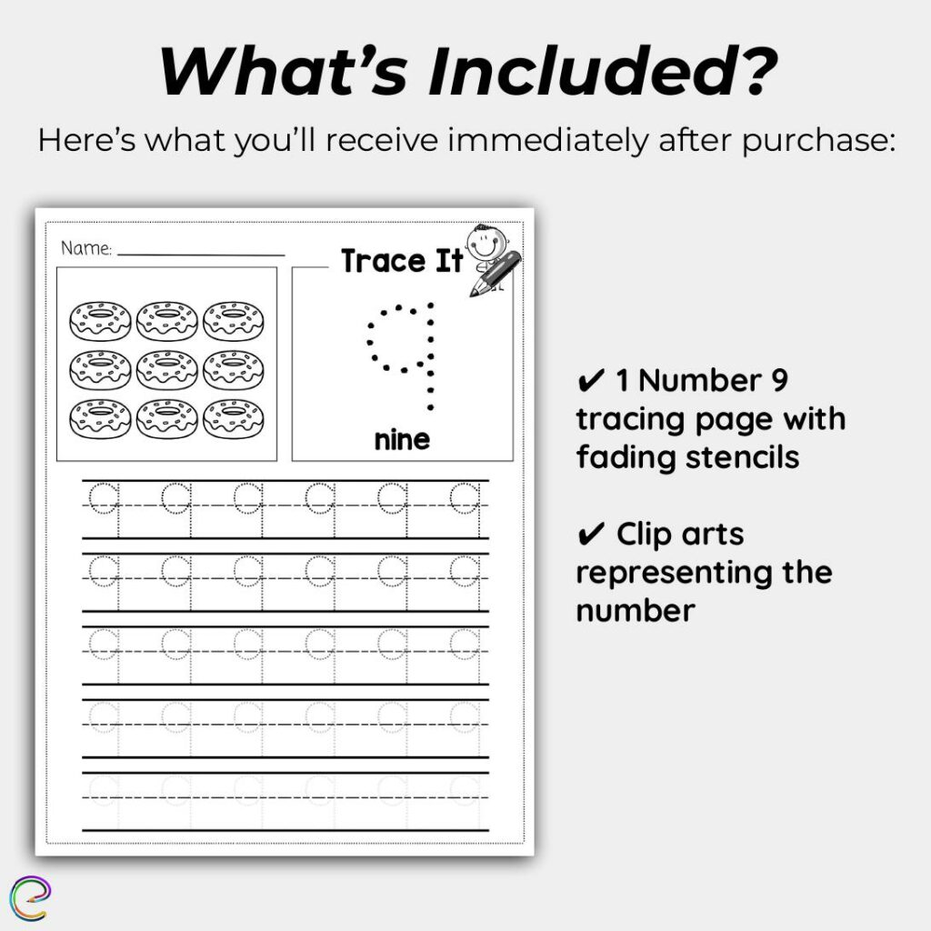Number 9 Tracing - Number Tracing Worksheet With Fading Stencils