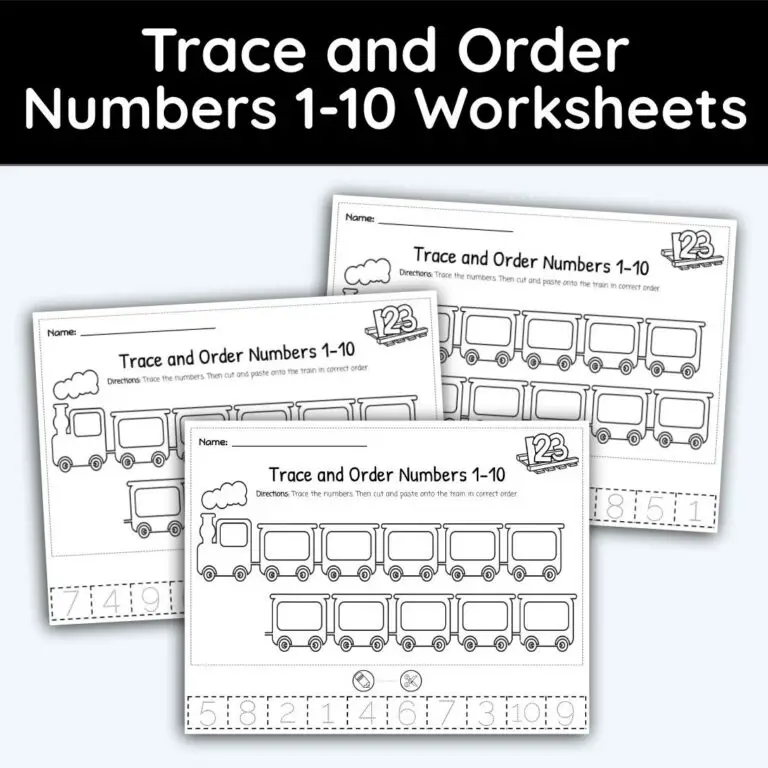 Trace and Order Numbers 1-10 Worksheet