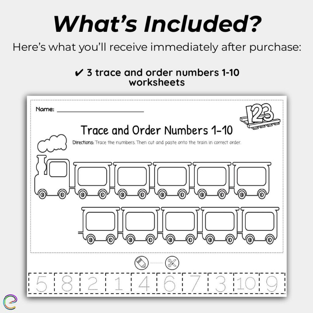 Trace and Order Numbers 1-10 Worksheet
