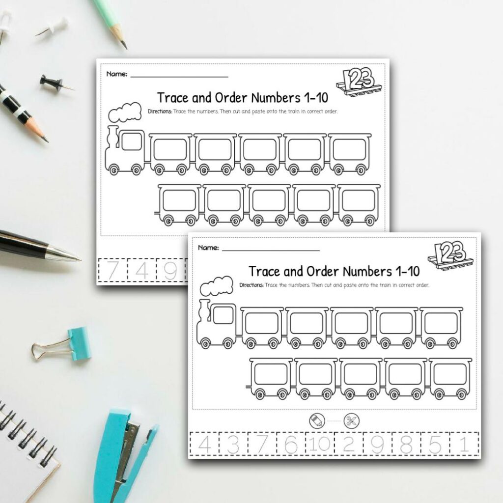 Trace and Order Numbers 1-10 Worksheet