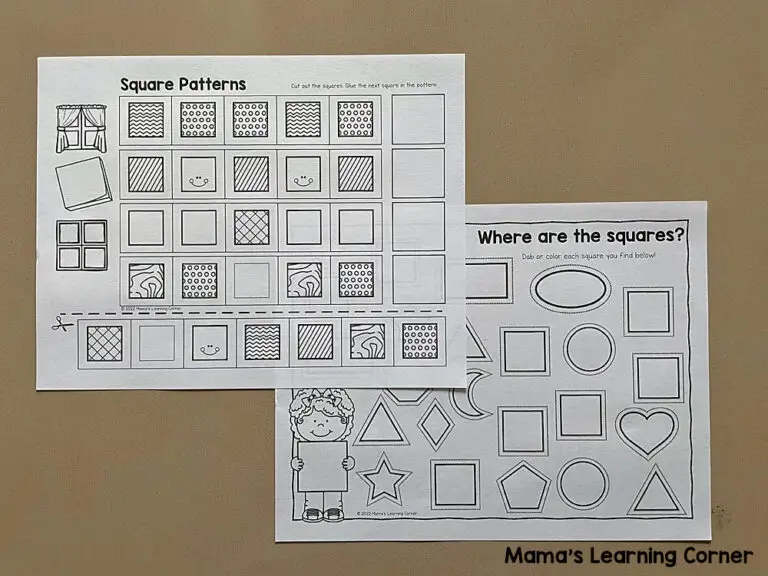6 Excellent Square Worksheets for Preschool - Education Outside