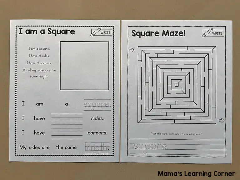 6 Excellent Square Worksheets for Preschool - Education Outside