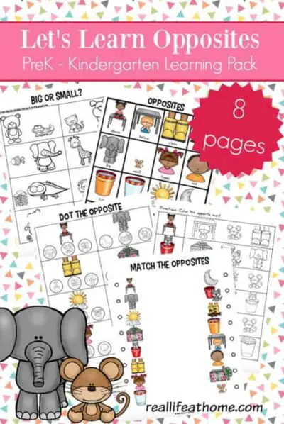 9 Inviting Opposite Worksheets for Preschool Kids - Education Outside