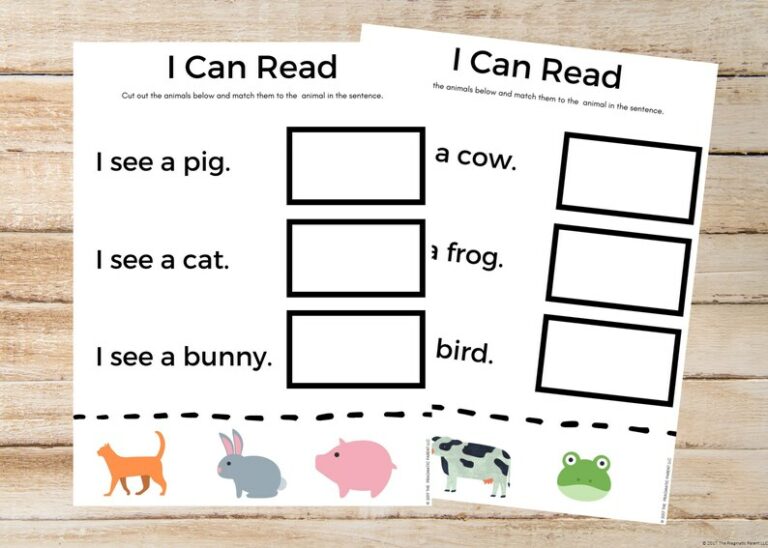 7 Easy Reading Worksheets for Preschool - Education Outside